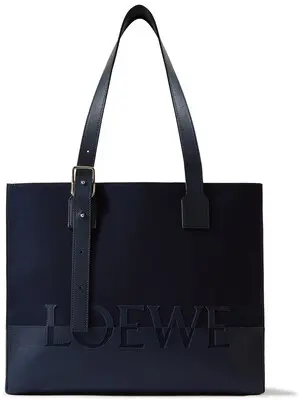 Loewe Leather-trimmed Canvas Tote Bag - Blue