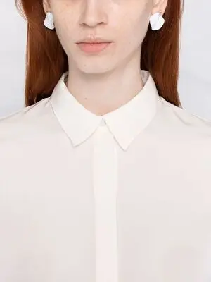 Theory Long-sleeve Silk Shirt - Neutrals