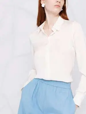 Theory Long-sleeve Silk Shirt - Neutrals