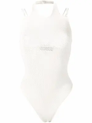 ANDREĀDAMO Mesh Panelled Swimsuit - White