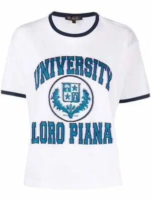 Loro Piana Logo-Print Cotton T-Hirt - White | Editorialist