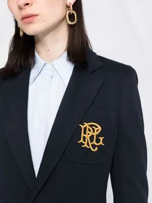 Polo Ralph Lauren Embroidered-monogram Double-knit Blazer - Blue