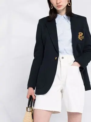 Polo Ralph Lauren Embroidered-monogram Double-knit Blazer - Blue