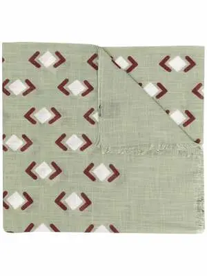 BARBA NAPOLI Geometric-print Cotton Scarf - Green
