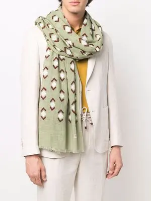 BARBA NAPOLI Geometric-print Cotton Scarf