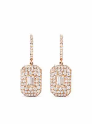 Shay 18kt Rose Gold Diamond Drop Earrings - Pink