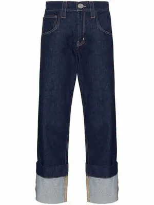 FRAME Turn-up Hem Cropped Jeans - Blue