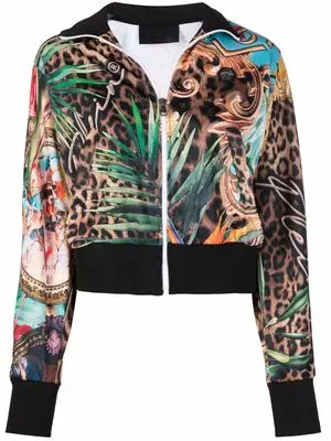 Philipp Plein Baroque Flowers Printed Jacket Brown