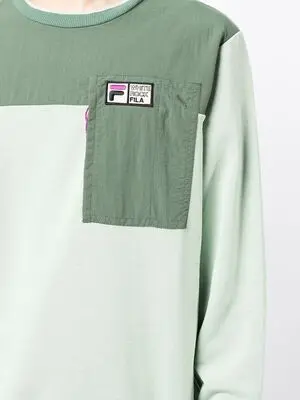 FILA Colour-block Sweatshirt With Chest Patch Pocket - Green