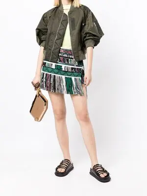 Sacai Fringed Asymmetric Shorts