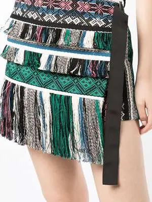 Sacai Fringed Asymmetric Shorts