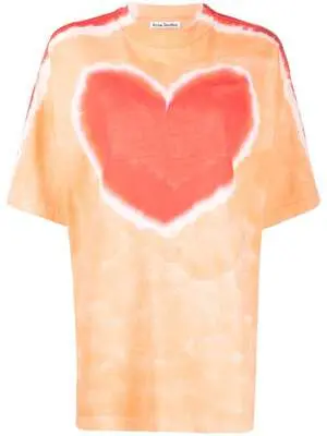 Acne Studios Tie Dye Heart T-Shirt - Orange | Editorialist