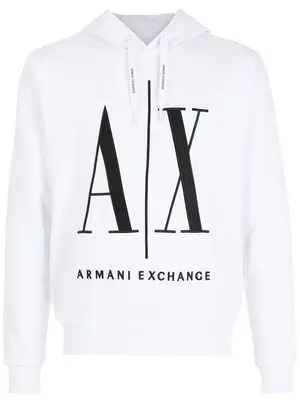 Armani Exchange Ax Embroidered Logo Hoodie - White