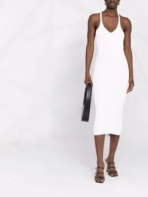 Helmut Lang Rib-knit V-neck Midi Dress