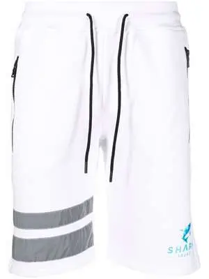 Paul & Shark Cotton Shorts With Shark Print - White