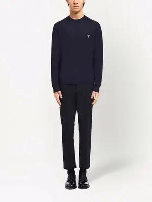 Prada Logo-embroidered Wool Jumper - Blue