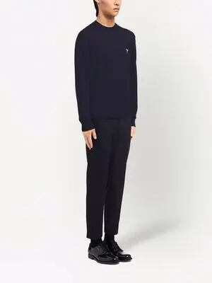 Prada Logo-embroidered Wool Jumper - Blue