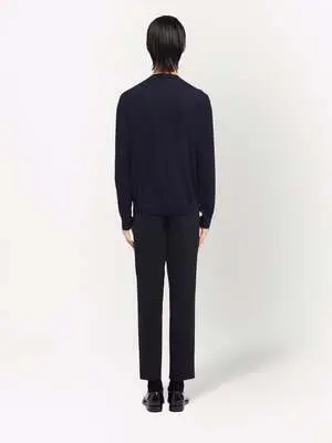 Prada Logo-embroidered Wool Jumper - Blue