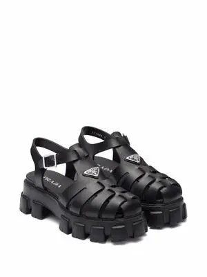 Prada Triangle-logo Fisherman Sandals - Black