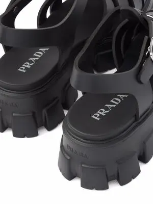 Prada Triangle-logo Fisherman Sandals - Black