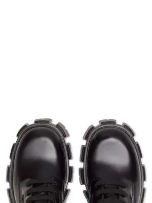 Prada Monolith Pouch Detail Lace Up Combat Boots - Black