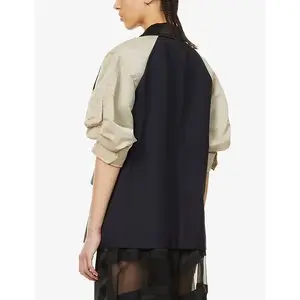 Sacai Contrast-panel Double-breasted Woven Jacket