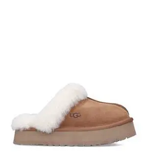 UGG Suede Platform Slippers - Beige