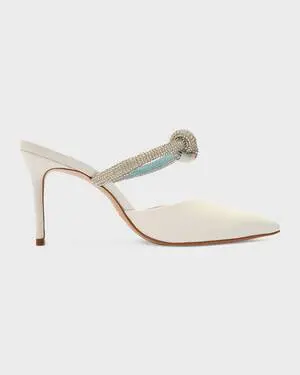 Schutz Schutz Pearl Crystal Knot Mule Pumps - White