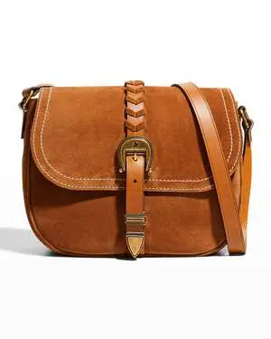 GOLDEN GOOSE Rodeo Medium Suede Saddle Shoulder Bag - One-color