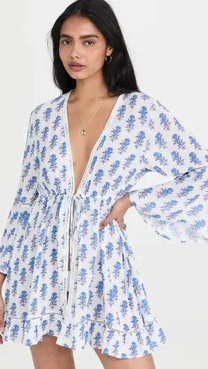 Playa Lucila Mini Border Print Kimono