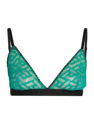 Versace Greca Signature Tulle Bralette Turquoise