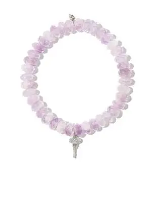 SYDNEY EVAN 14kt White Gold Mini Key Amethyst And Diamond Bracelet