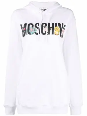 Moschino Graphic-print Drawstring Hoodie - White