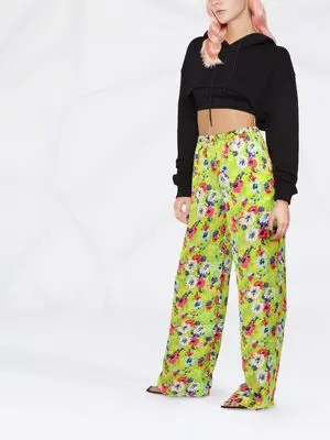 MSGM Floral Print Palazzo Trousers