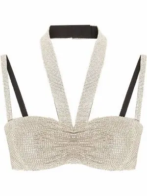 Dolce & Gabbana Crystal Mesh Bandeau Top - Silver