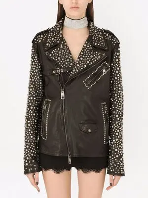 Dolce & Gabbana Studded Leather Biker Jacket