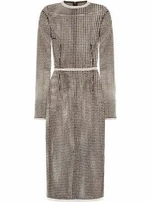 Dolce & Gabbana Rhinestone-embellished Mesh Mini Dress - Grey