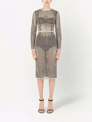 Dolce & Gabbana Rhinestone-embellished Mesh Mini Dress