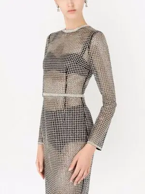 Dolce & Gabbana Rhinestone-embellished Mesh Mini Dress