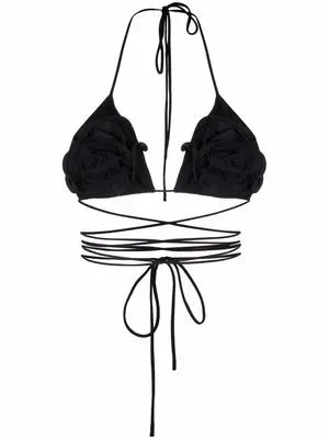 Magda Butrym Floral-appliqué Bikini Top - Black