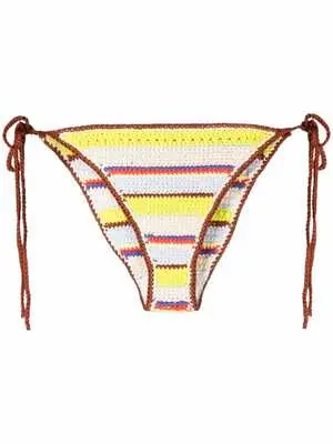 GANNI Striped Crochet Bikini Bottom - Neutrals