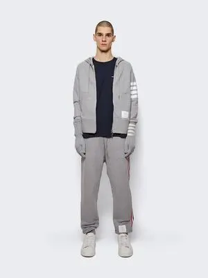 Thom Browne Loopback Zip-Up Hoodie Light Grey