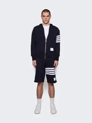 Thom Browne Loopback Zip-Up Hoodie Navy
