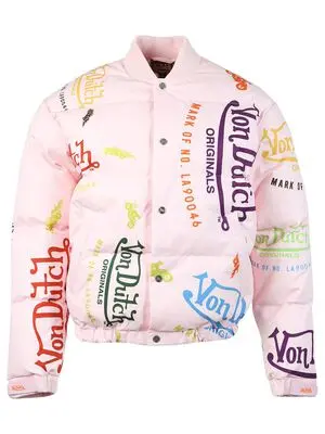 VON DUTCH All Over Logo Print Puffer Jacket