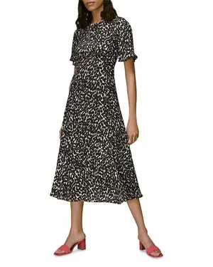 Whistles Alana Midi Dress - Black/multi
