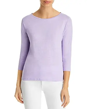 Majestic Filatures Majestic Filatures Boat Neck Three-Quarter Sleeve Top Lavande