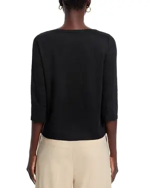 Majestic Filatures Boat Neck Three-quarter Sleeve Top - Noir
