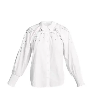 Veronica Beard Lilah Eyelet Top - White