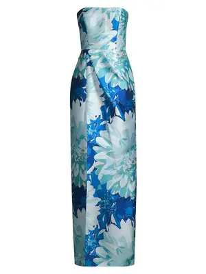 KAY UNGER Women's Evening Lucienne Strapless Column Gown - Nile Blue Midnight  Nile Blue Midnight