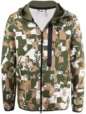 Nike Geometric Print Zip-up Hooded Jacket - Green
